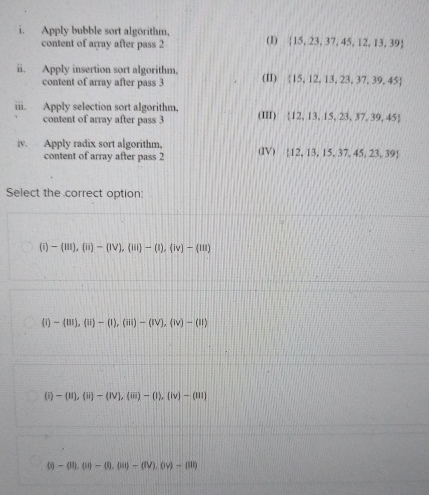 i. ﻿Apply bubble sort algorithm, content of array | Chegg.com