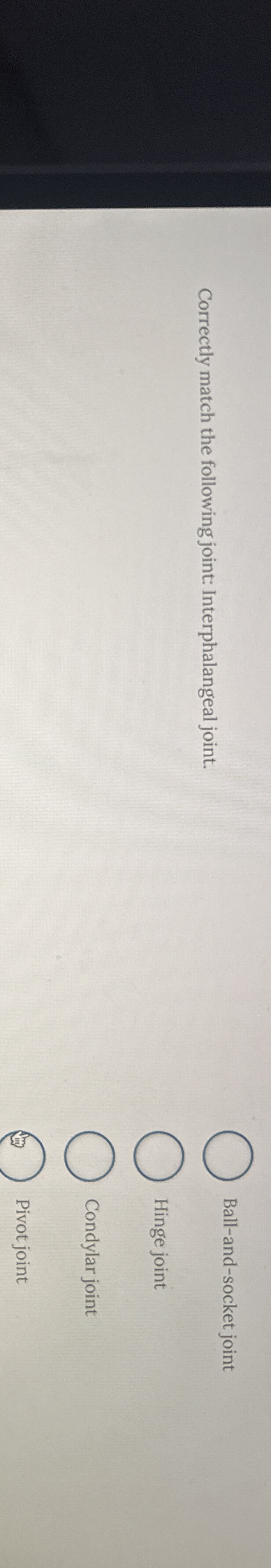 Solved Correctly match the following joint: Interphalangeal | Chegg.com