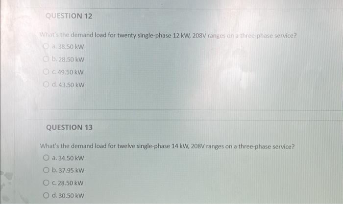 Solved What's the demand load for twenty single-phase 12 | Chegg.com