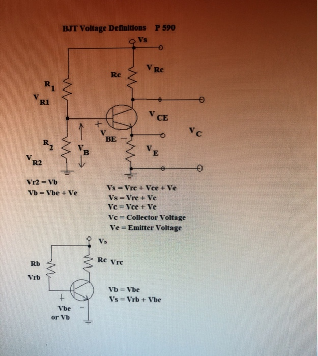 Solved BJT Voltage Definitions P 590 Vs BE - Vr2 = Vb Vb = | Chegg.com