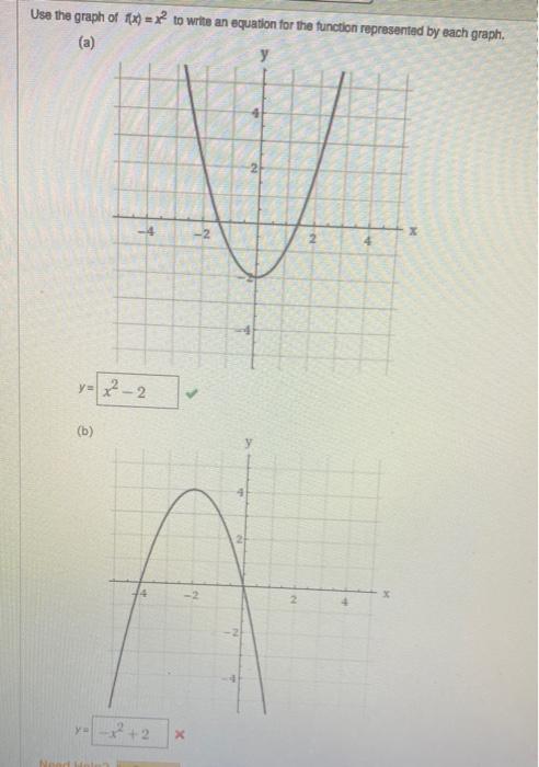 Solved Use the graph of f(x) = x2 to write an equation for | Chegg.com