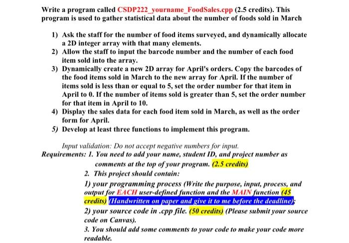 Solved Write a program called CSDP222_yourname_FoodSales.cpp | Chegg.com