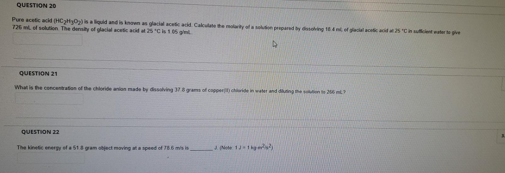 Solved QUESTION 20 Pure acetic acid (HC2H302) is a liquid | Chegg.com