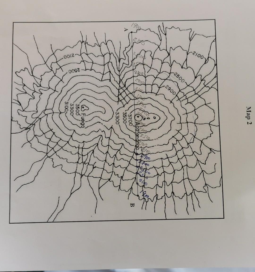 Solved Map 2 shows elevation contour map of the | Chegg.com