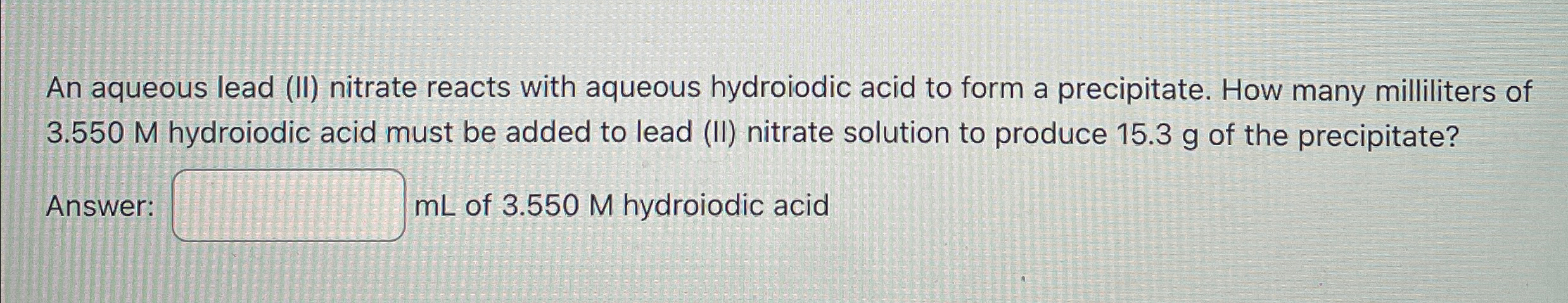 Solved An aqueous lead (II) ﻿nitrate reacts with aqueous | Chegg.com