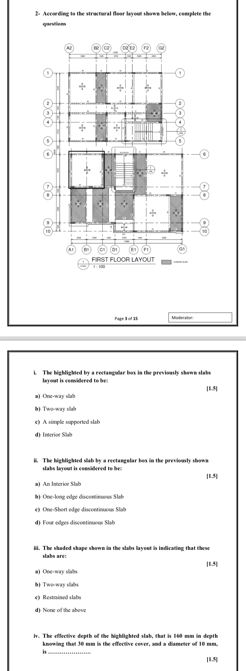 Solved 2- ﻿According to the structural floor layout shown | Chegg.com