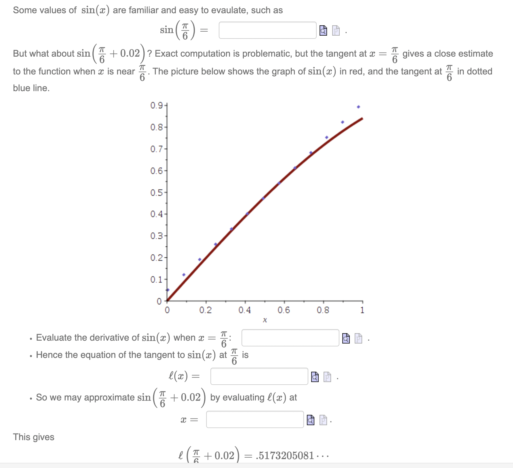 Solved Some values of sin(x) ﻿are familiar and easy to | Chegg.com