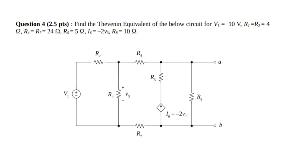 Solved Find the Thevenin Equivalent of the below circuit for | Chegg.com