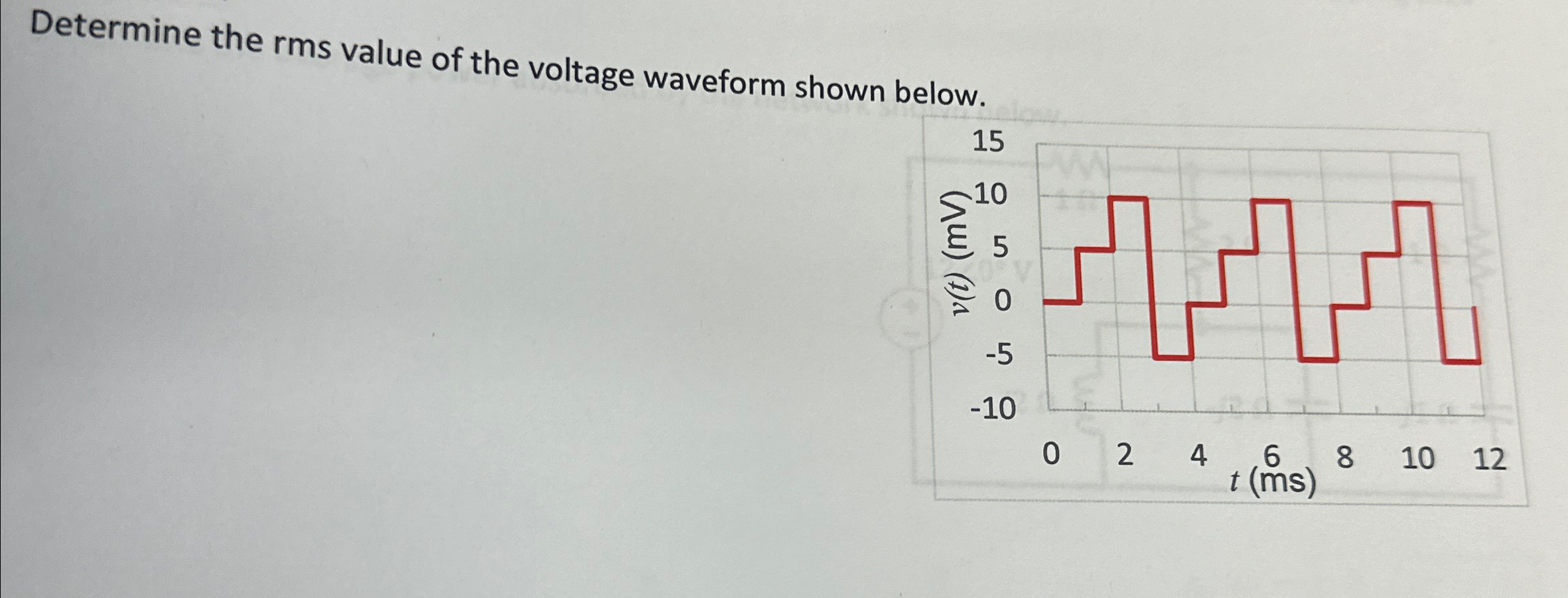 Solved Determine the rms value of the voltage waveform shown | Chegg.com