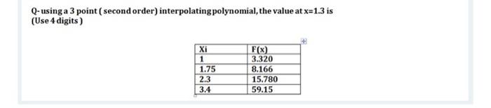 Solved Q-using a 3 point (second order) interpolating | Chegg.com