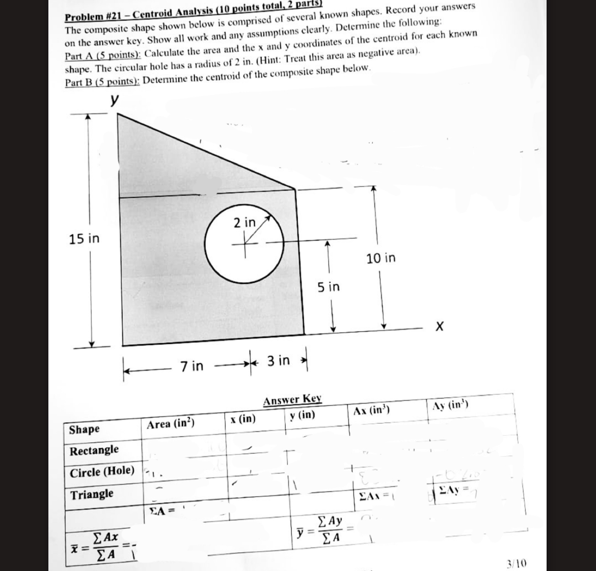Solved Problem #21 - ﻿Centroid Analysis (10 ﻿points total, 2 | Chegg.com