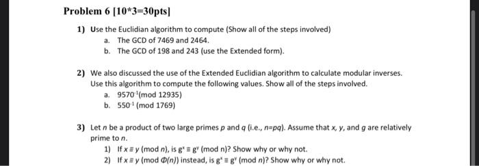 Solved Problem 6 10330pts 1 Use The Euclidian Algorithm