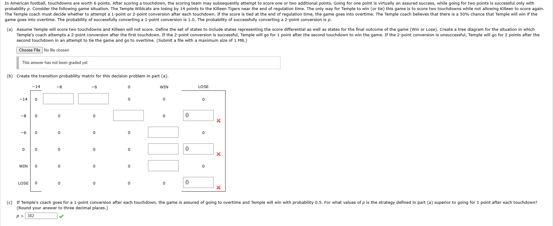 Solved In American football, touchdowns are worth 6 ﻿points. | Chegg.com