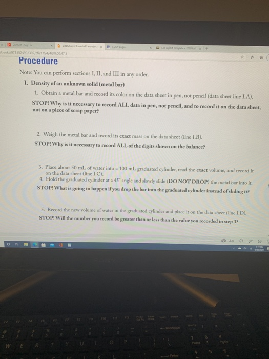 experiment is physical property of matter density | Chegg.com