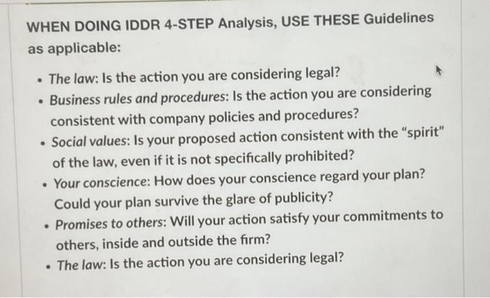 - IDDR METHOD: - Step 1: Inquiry. Identify the | Chegg.com