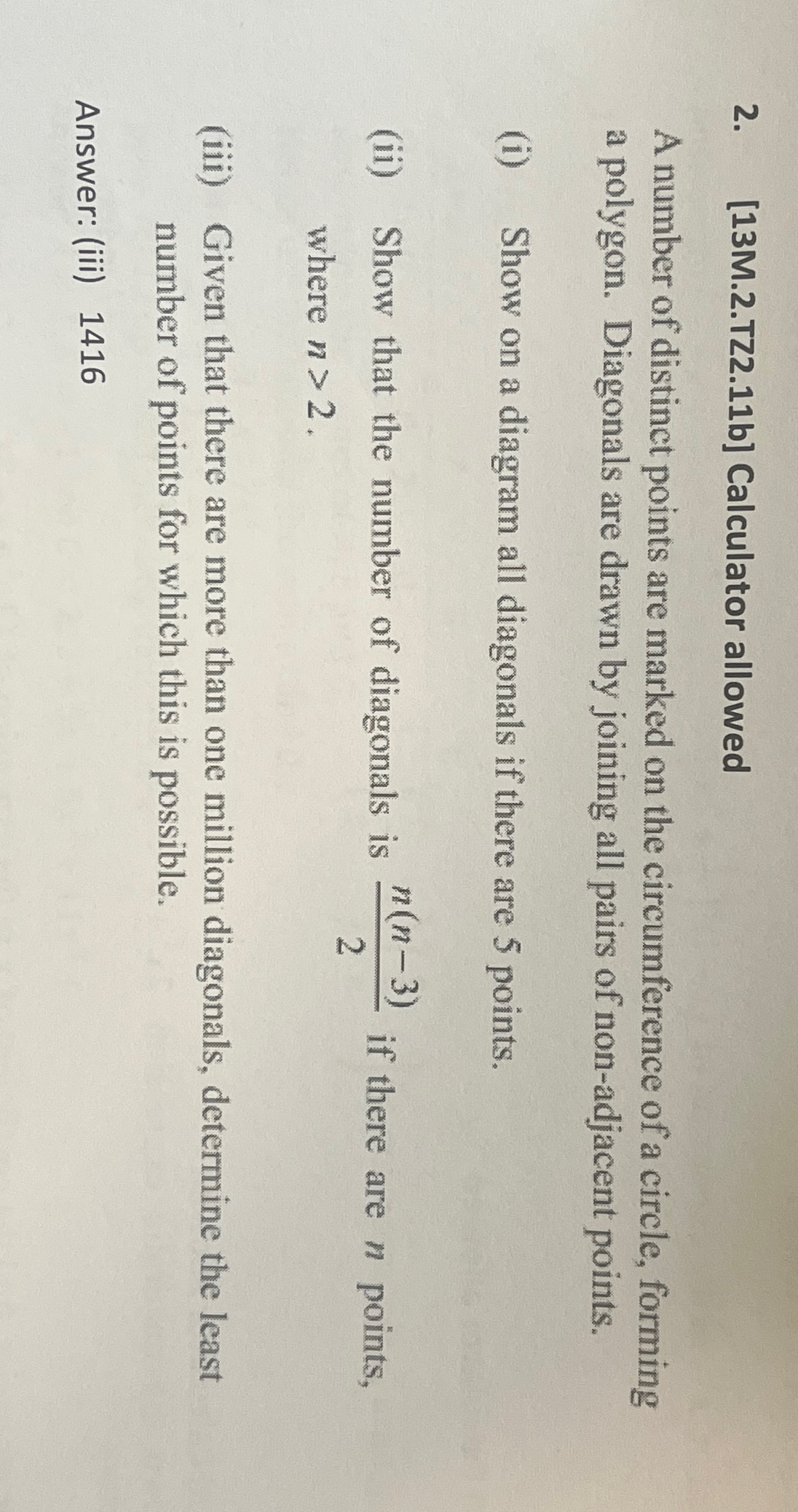 Solved [13M.2.TZ2.11b] ﻿Calculator allowedA number of | Chegg.com