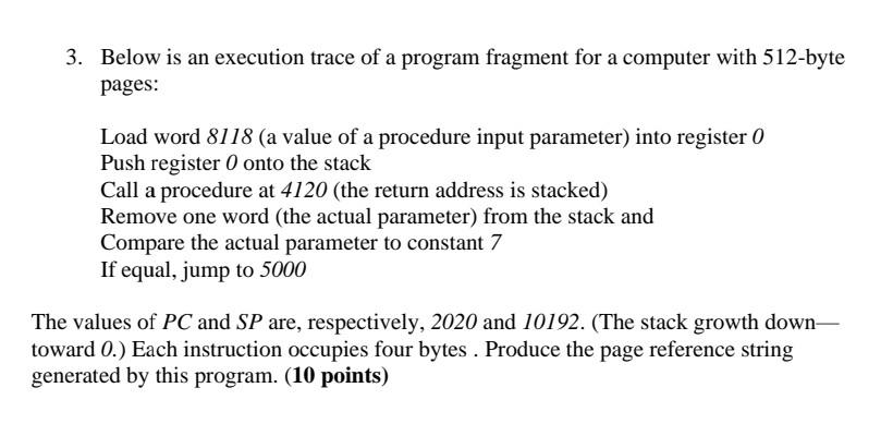Solved 3 Below Is An Execution Trace Of A Program Fragment 7051