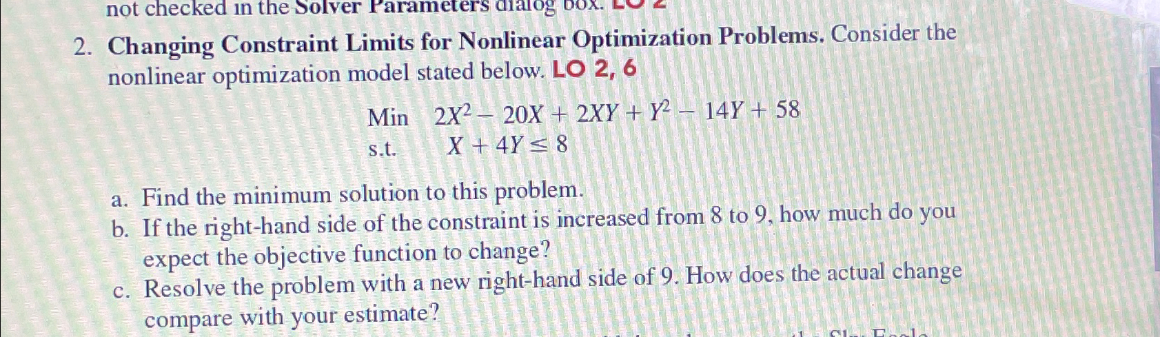 Changing Constraint Limits for Nonlinear Optimization | Chegg.com