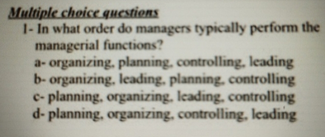 Multiple choice questions1- ﻿In what order do | Chegg.com