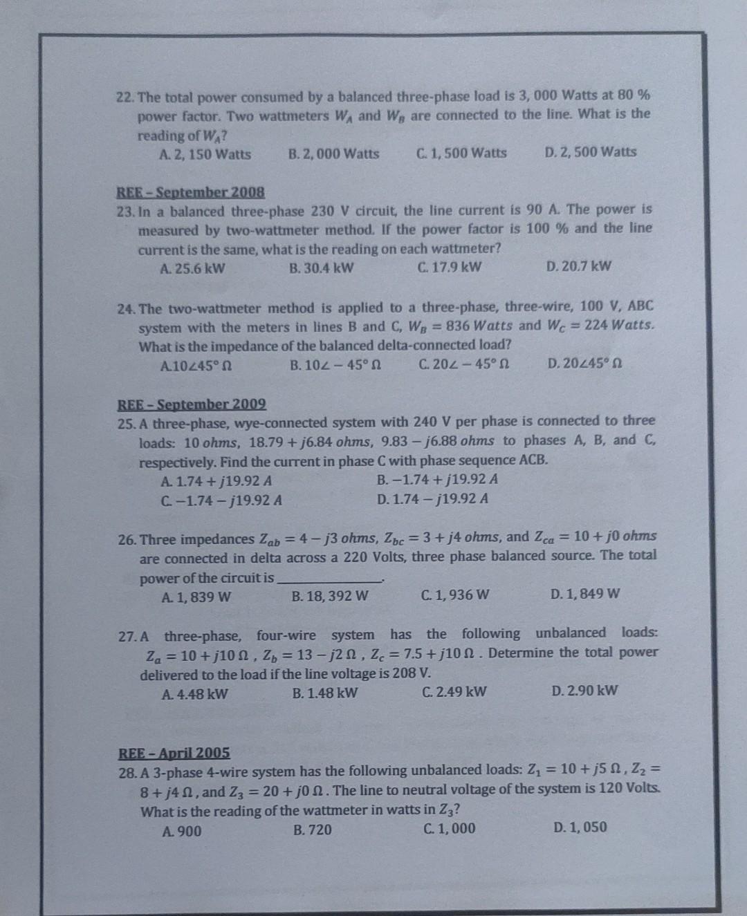 Solved 22. The total power consumed by a balanced | Chegg.com