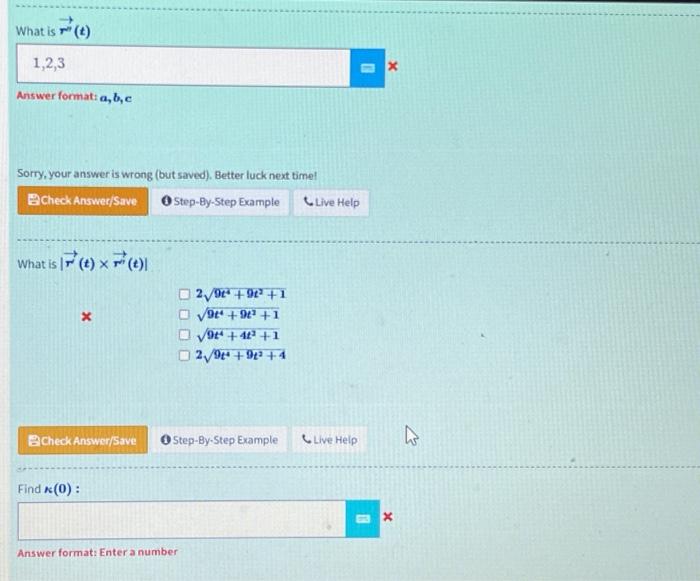 Solved Find the curvature of r(t)=ti^+t2j^+t3k at different | Chegg.com