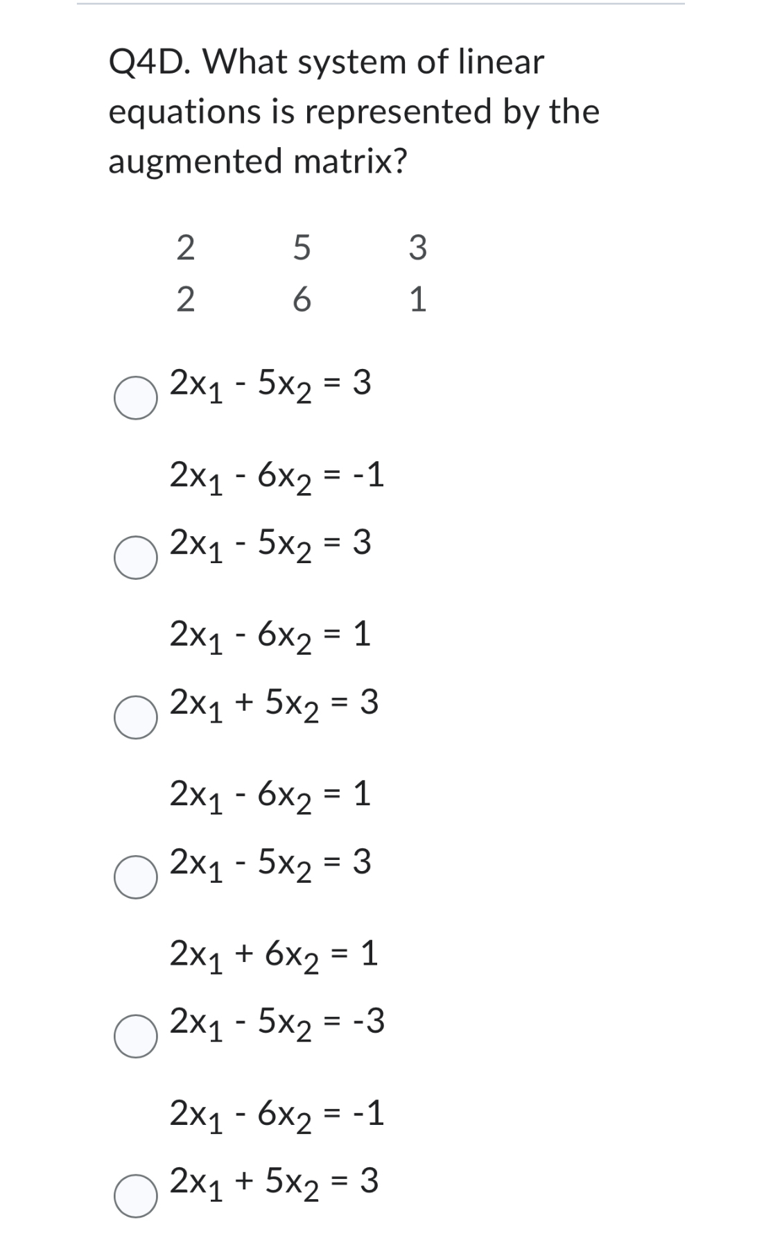 Solved Q4D. ﻿What system of linear equations is represented | Chegg.com