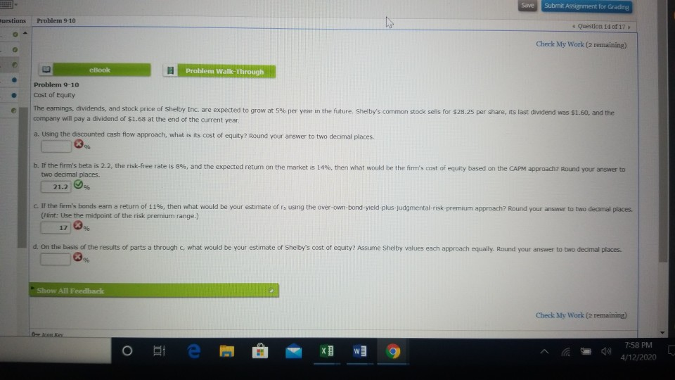 Solved Save Submit Assignment for Grading uestions Problem | Chegg.com