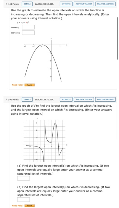 Solved 1. [-12 Points DETAILS LARCALC11 3.3.00 MY NOTES ASK | Chegg.com