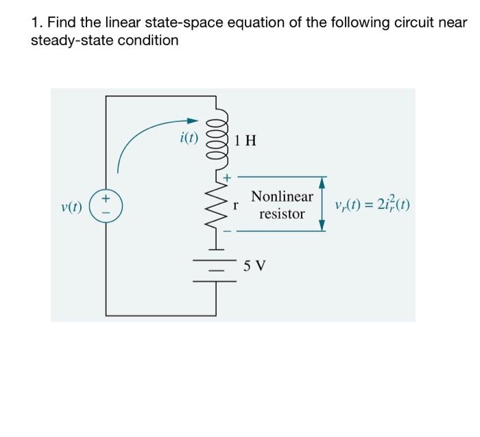Solved 1. Find the linear state-space equation of the | Chegg.com