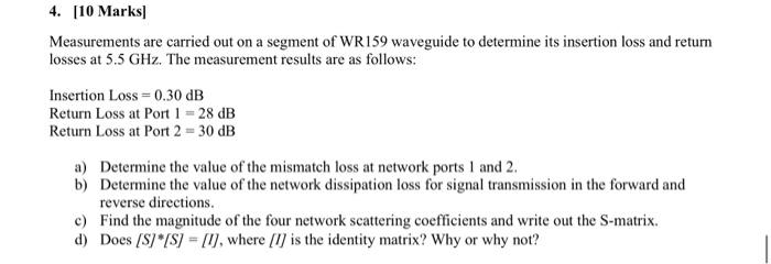 Measurements are carried out on a segment of WR159 | Chegg.com