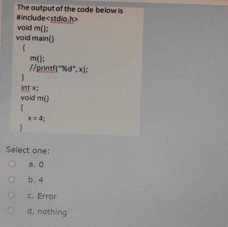 Solved The Output Of The Code Below Is Includemxx4 