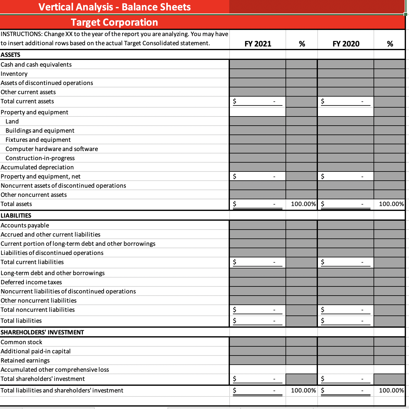 Need help with this for Target using annual reports. | Chegg.com