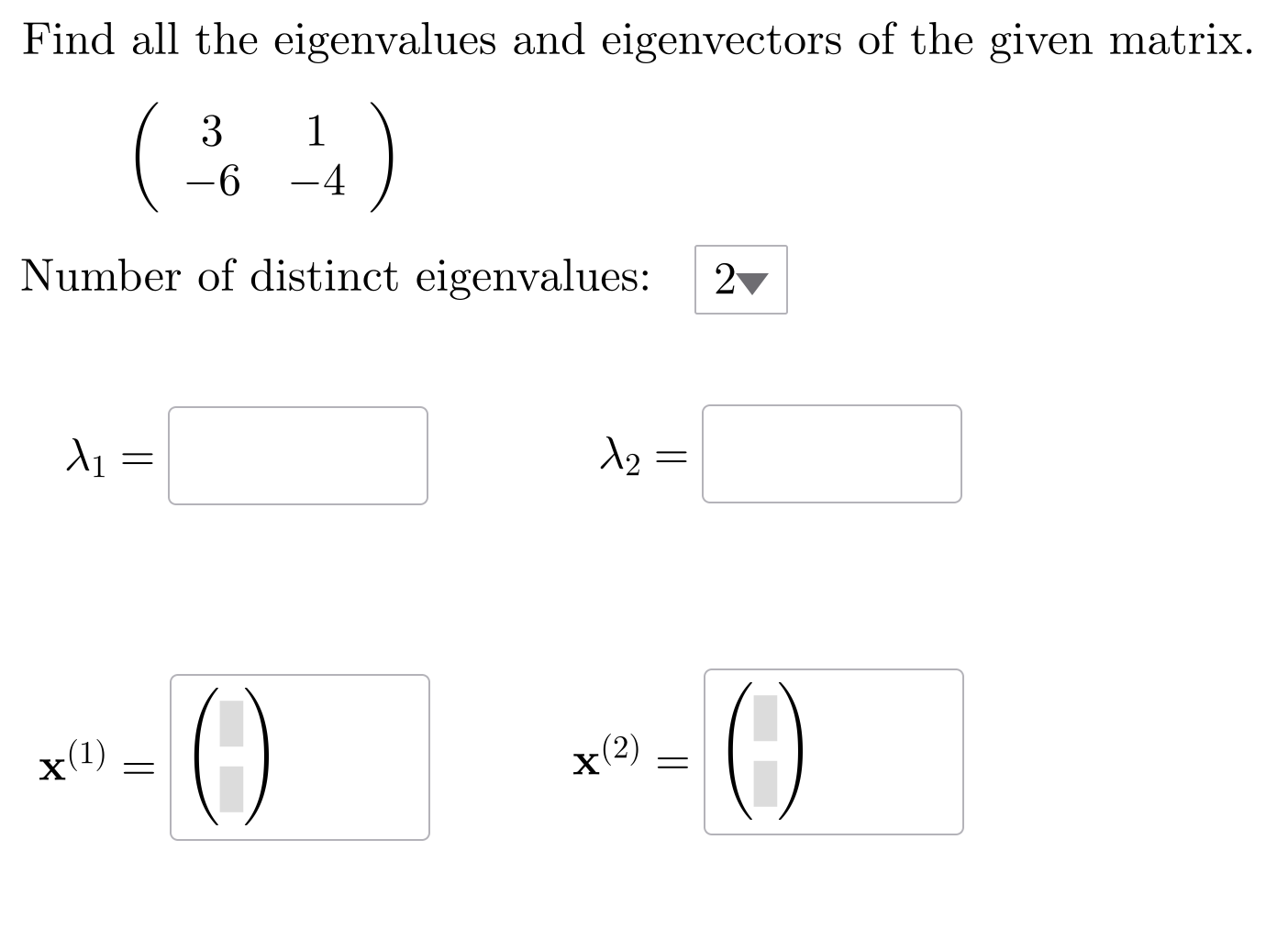 Solved Find all the eigenvalues and eigenvectors of ﻿the | Chegg.com