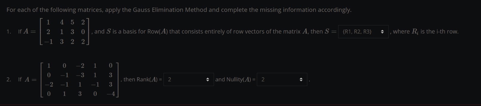 For each of the following matrices, apply the Gauss | Chegg.com