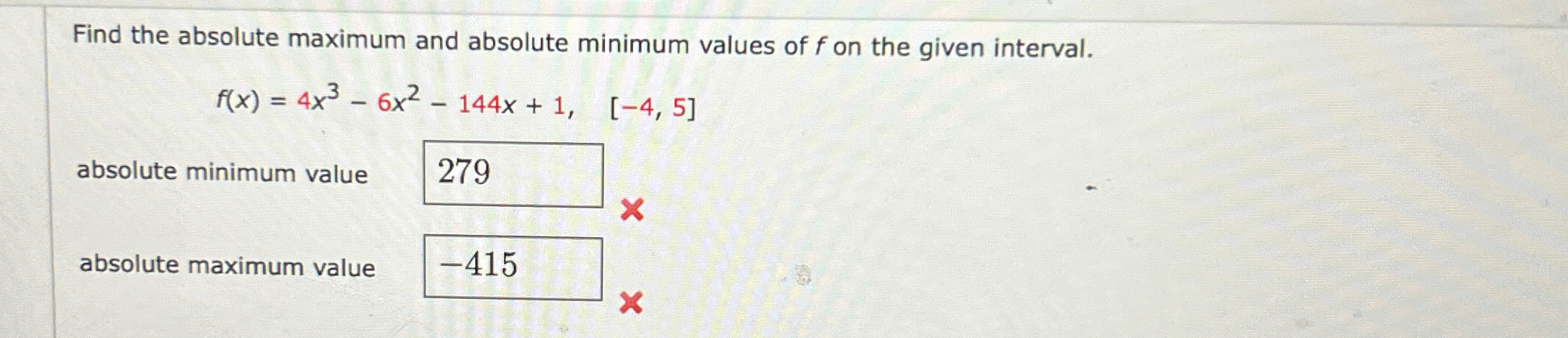 Find the absolute maximum and absolute minimum values | Chegg.com