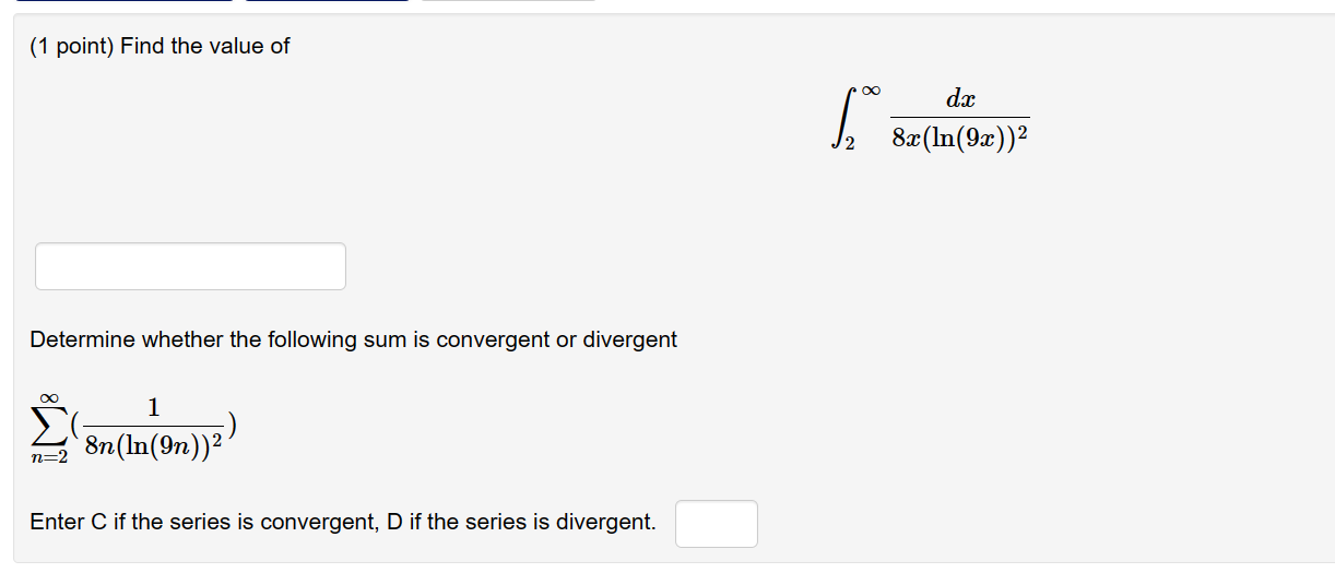 Solved (1 ﻿point) ﻿Find the value | Chegg.com