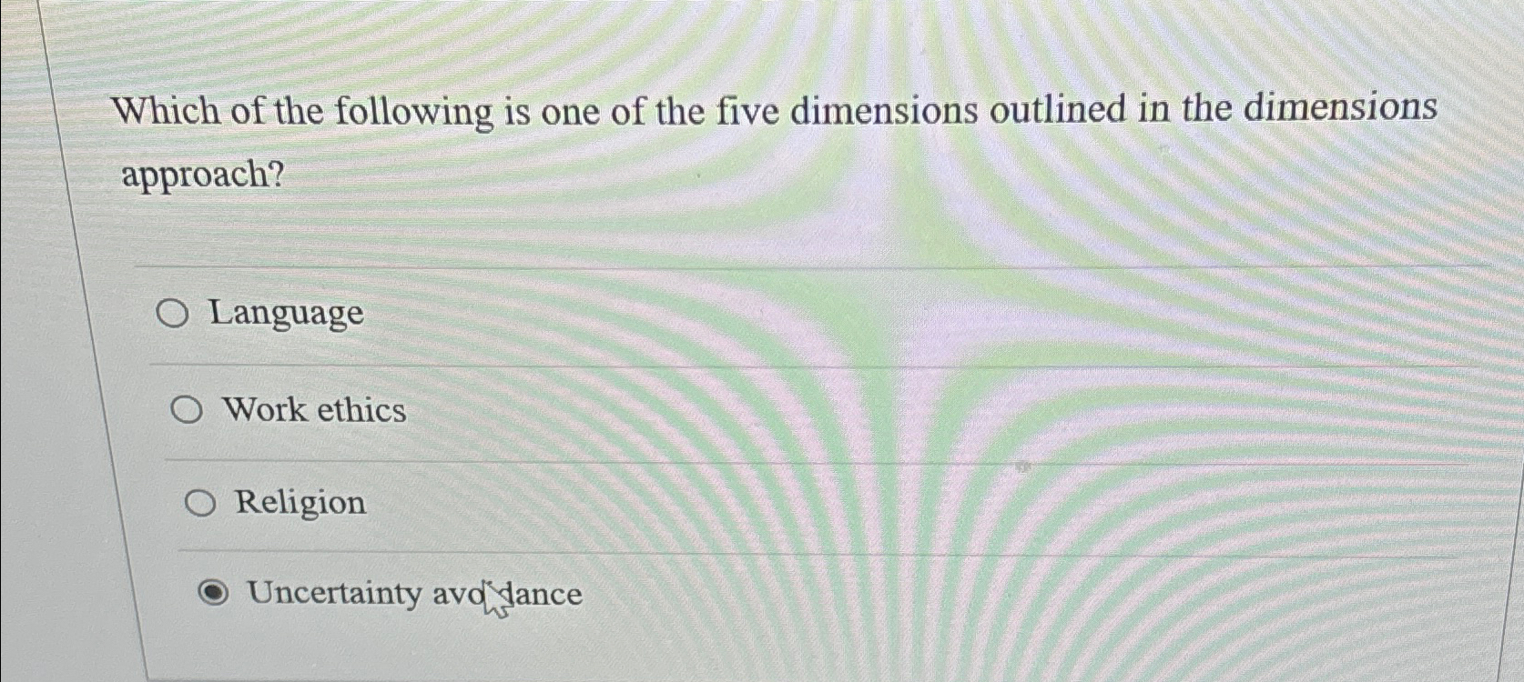 Solved Which of the following is one of the five dimensions | Chegg.com