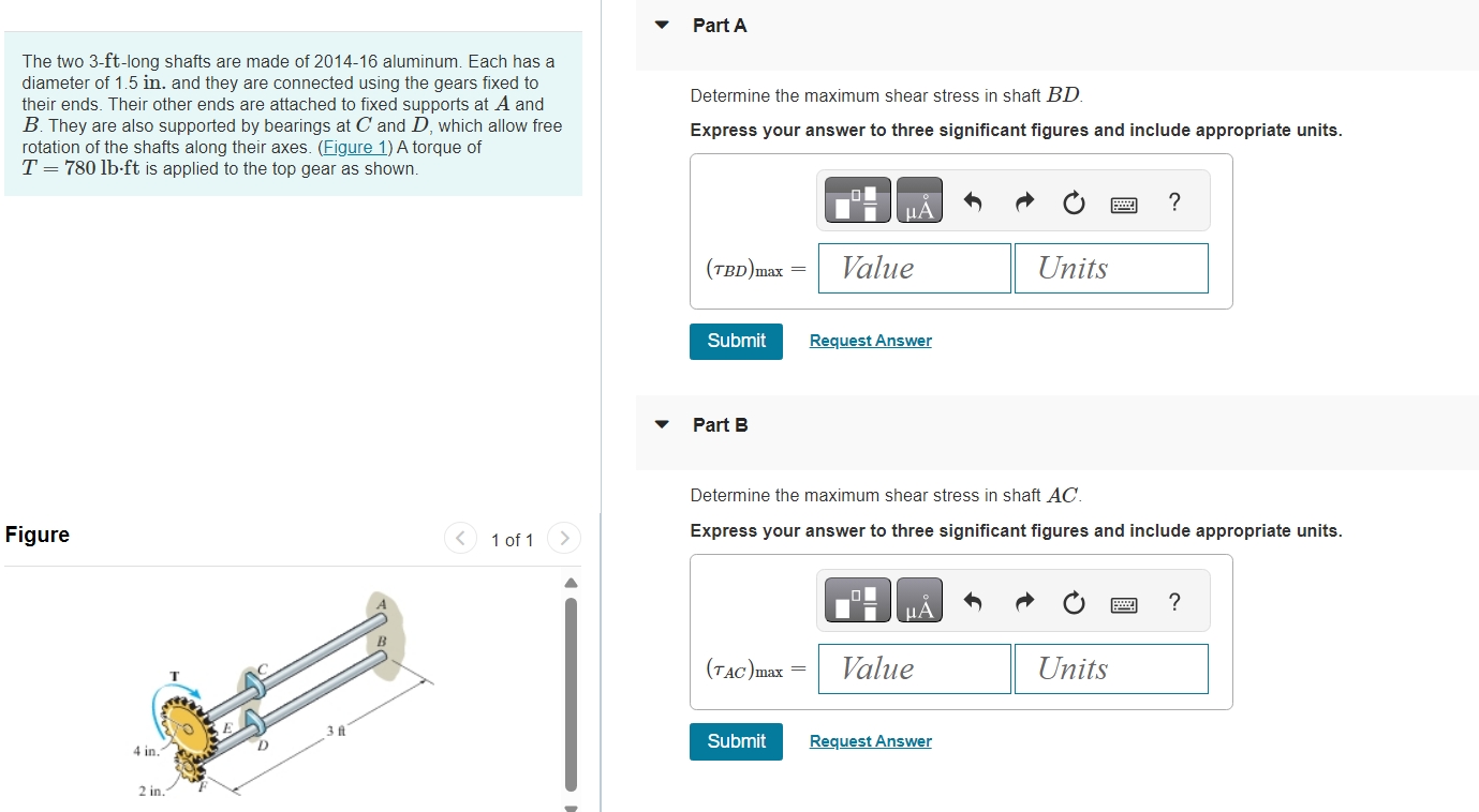 Solved The two 3-ft-long shafts are made of 2014-16 | Chegg.com
