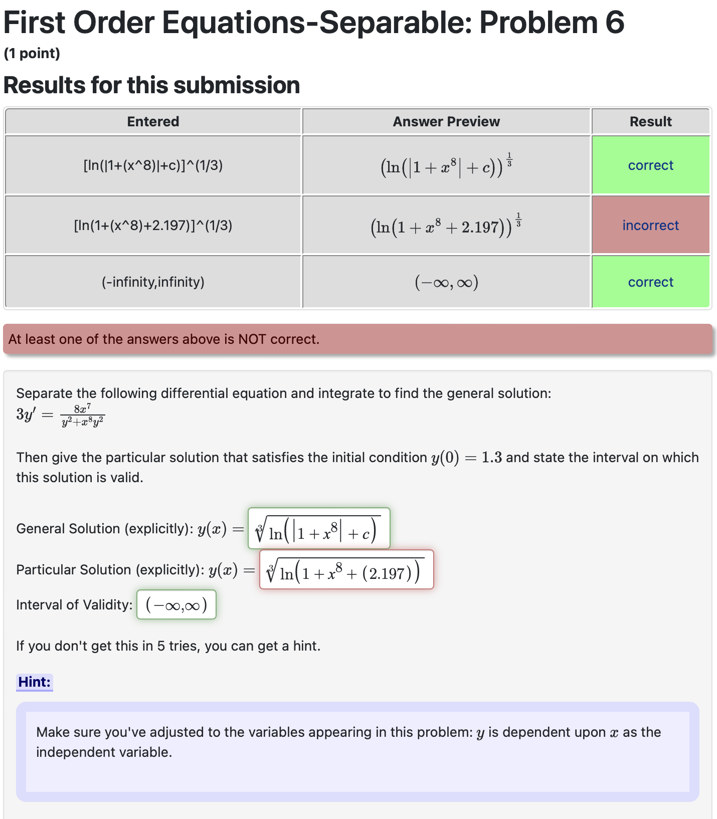 Solved Separate the following differential equation and | Chegg.com