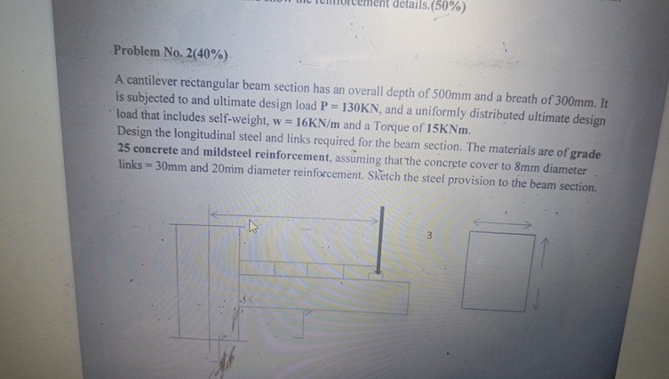 Problem No. 2(40%)A cantilever rectangular beam | Chegg.com