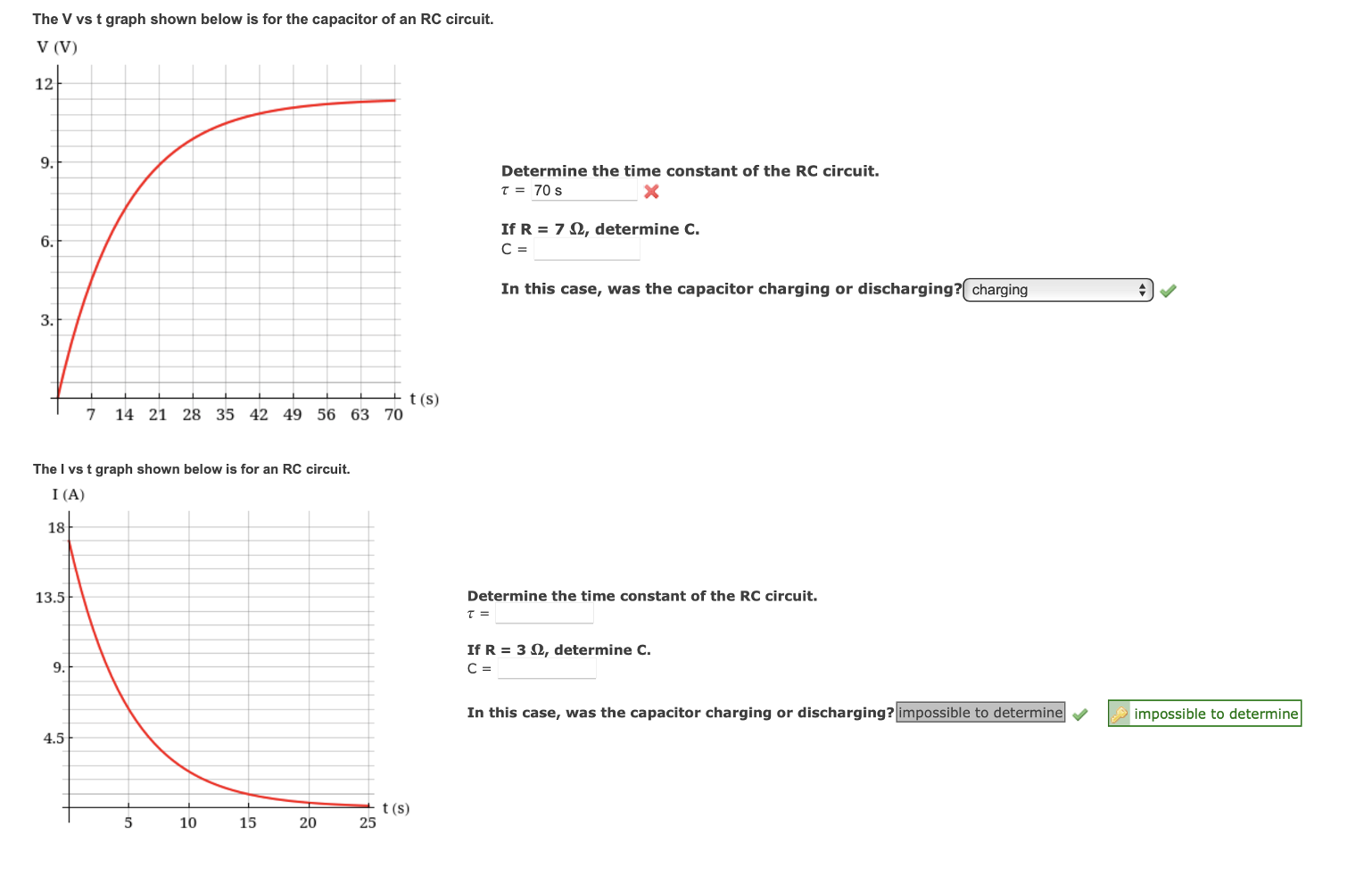 Solved The V ﻿vs t graph shown below is for the capacitor of | Chegg.com