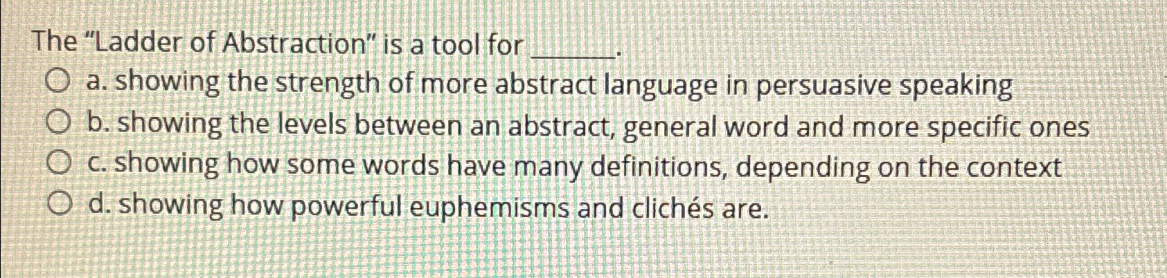 Solved The "Ladder of Abstraction" is a tool fora. ﻿showing | Chegg.com