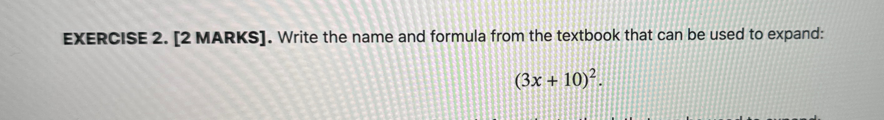Solved EXERCISE 2. [2 ﻿MARKS]. ﻿Write the name and formula | Chegg.com
