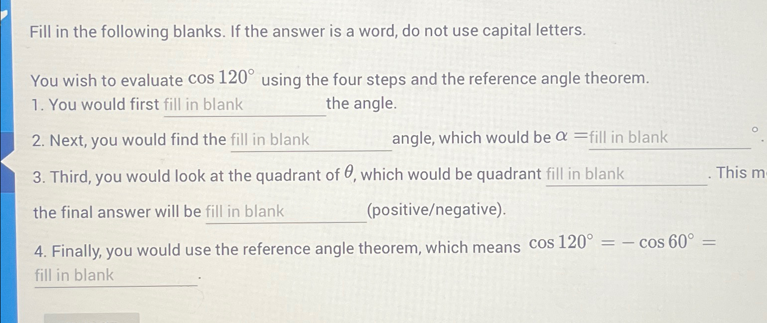 Solved Fill in the following blanks. If the answer is a | Chegg.com