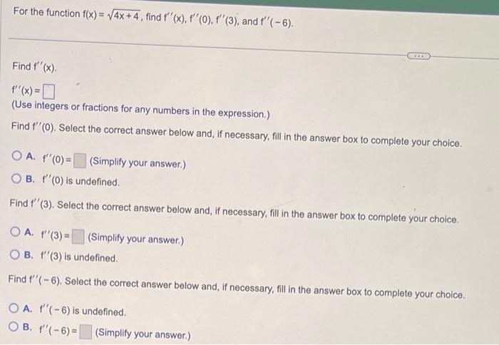 Solved For the function f(x)=4x+4, find | Chegg.com