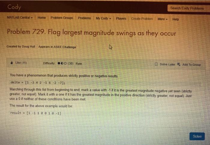 Solved Cody Search Cody Problems MATLAB Central Home Problem | Chegg.com Solved Cody Search Cody Problems MATLAB Central Home Problem | Chegg.com