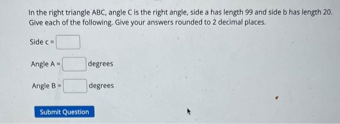 Solved In the right triangle ABC, angle C is the right | Chegg.com