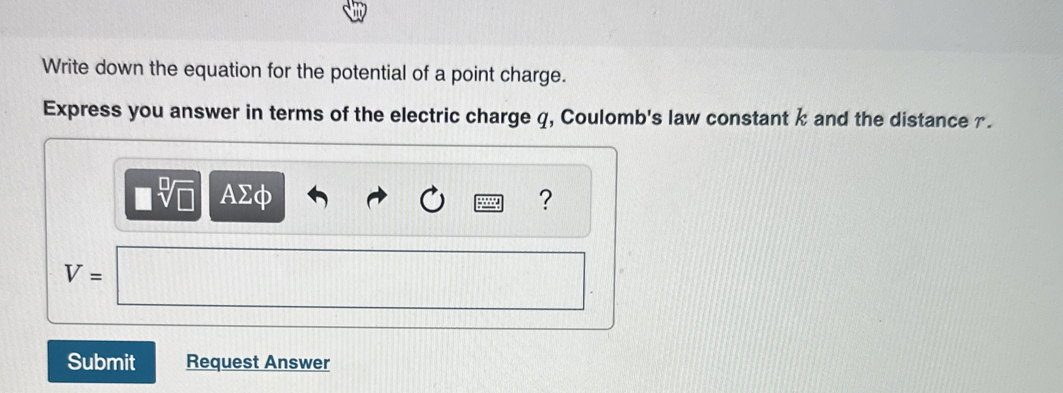 Solved Write down the equation for the potential of a point | Chegg.com