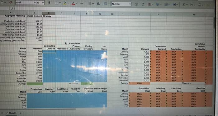 Solved Excel Online Activity: Aggregate Planning - Level | Chegg.com