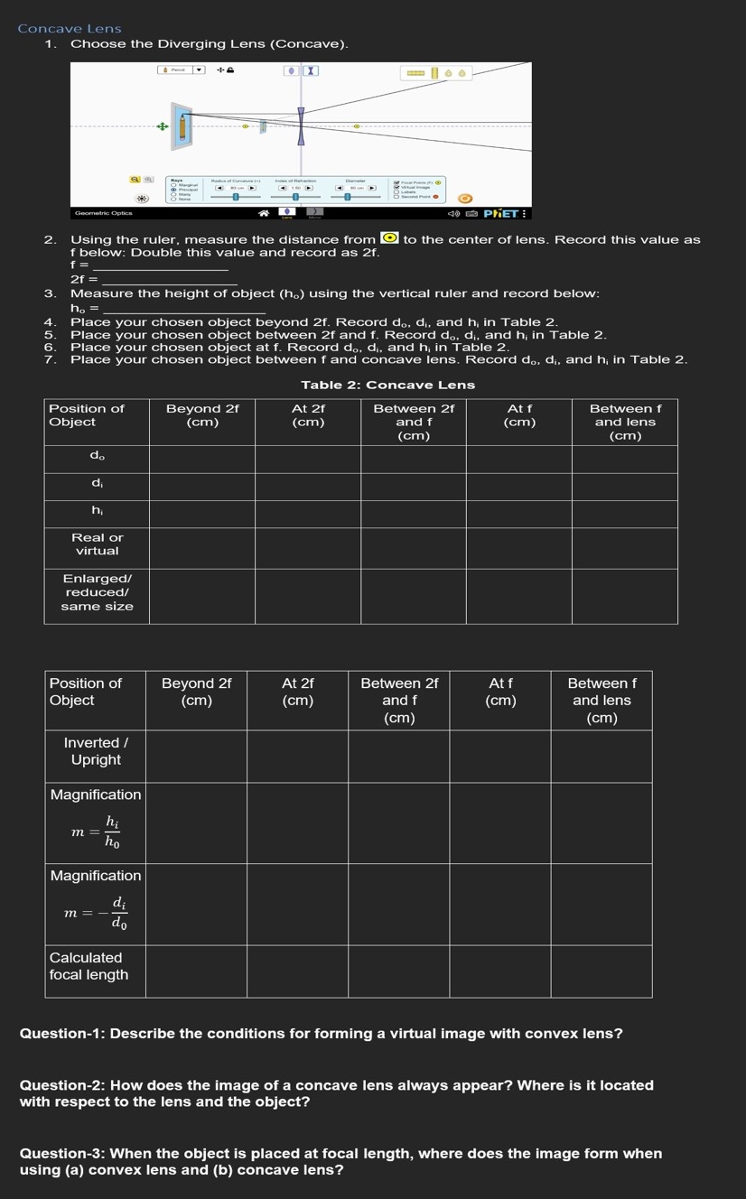 Solved Concave LensChoose the Diverging Lens (Concave).Using | Chegg.com